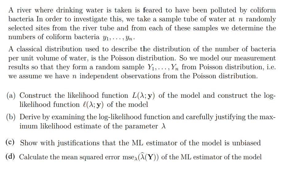 Solved A River Where Drinking Water Is Taken Is Feared To