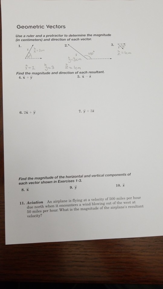 Solved Geometric Vectors Use a ruler and a protractor to | Chegg.com