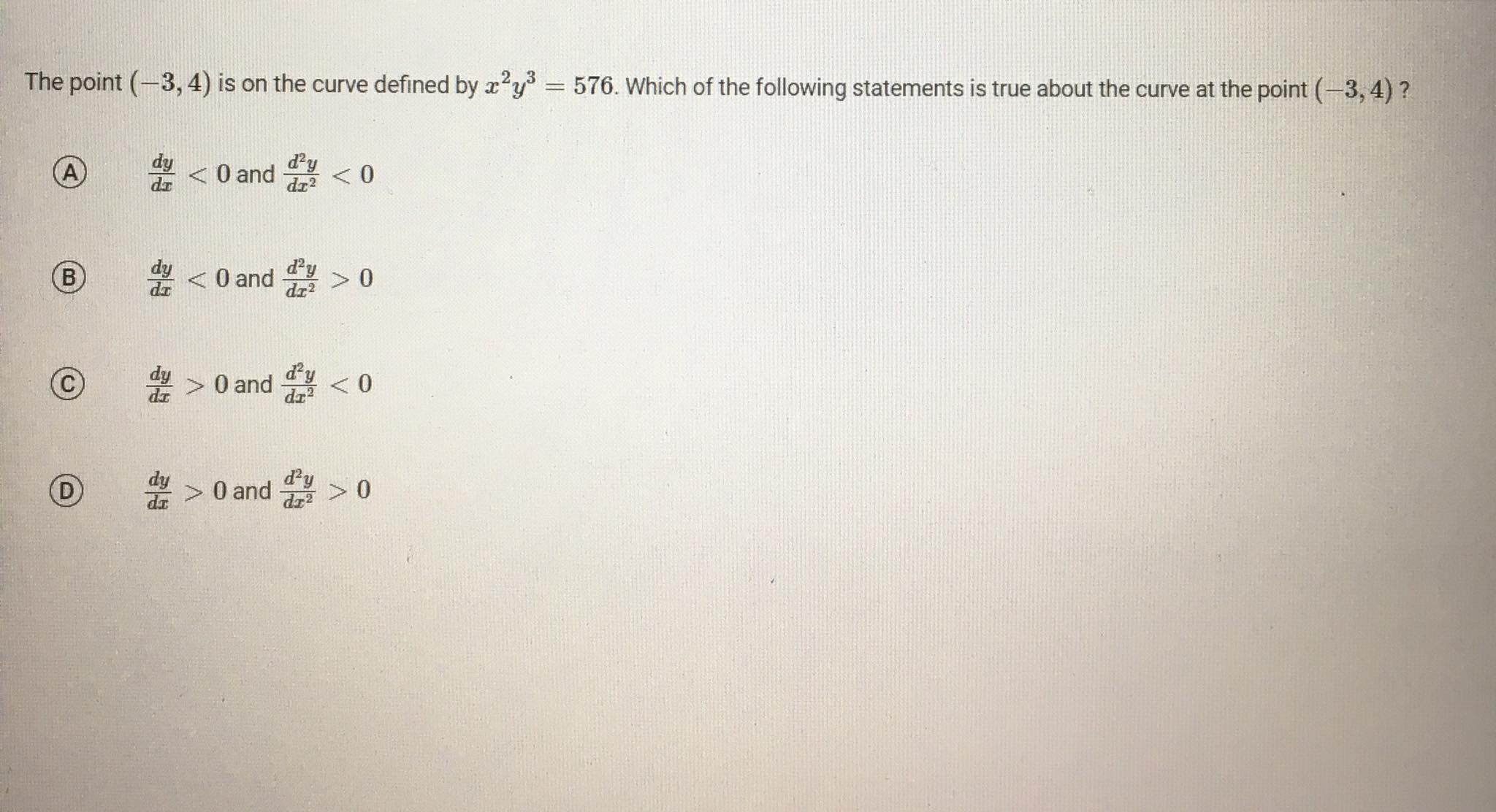 Solved The point (-3,4) ﻿is on the curve defined by | Chegg.com