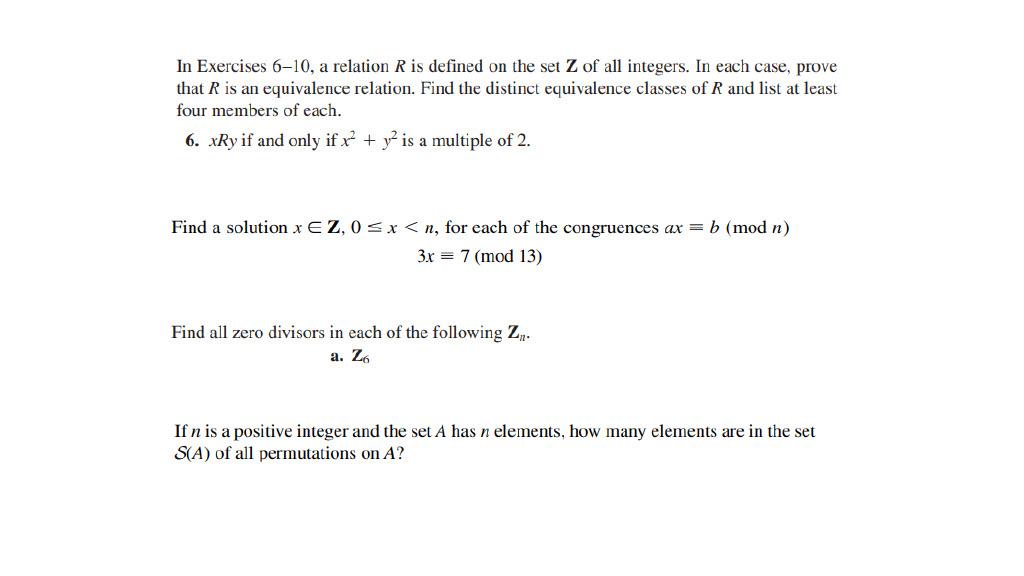 Solved In Exercises 6-10, a relation R is defined on the set | Chegg.com