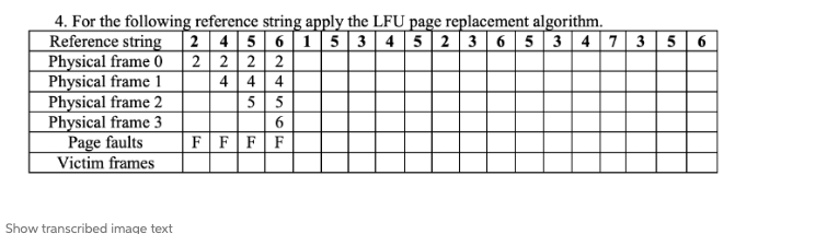 Solved 4. For the following reference string apply the LFU | Chegg.com