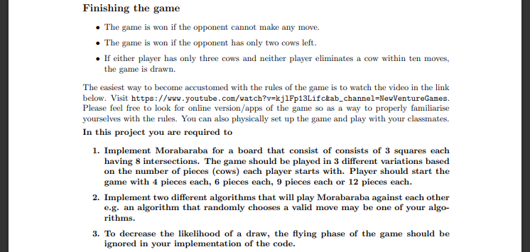 Part 1: Background Morabaraba is a two-player | Chegg.com
