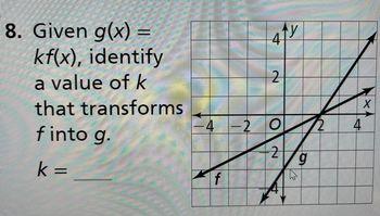 Solved 411 8. Given g(x) = kf(x), identify a value of k that | Chegg.com