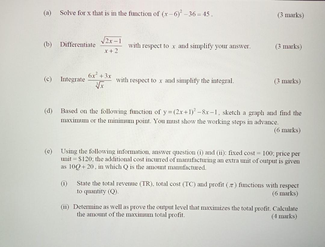 Solved (a) Solve for x that is in the function of | Chegg.com