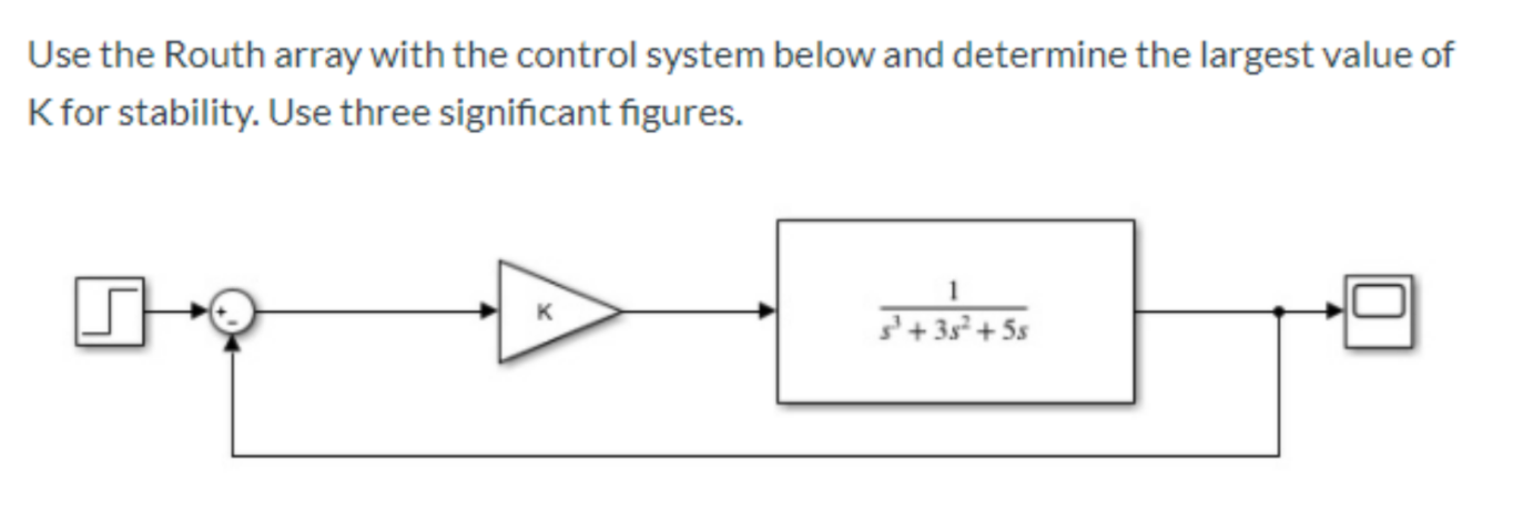 Solved Use The Routh Array With The Control System Below And 1003