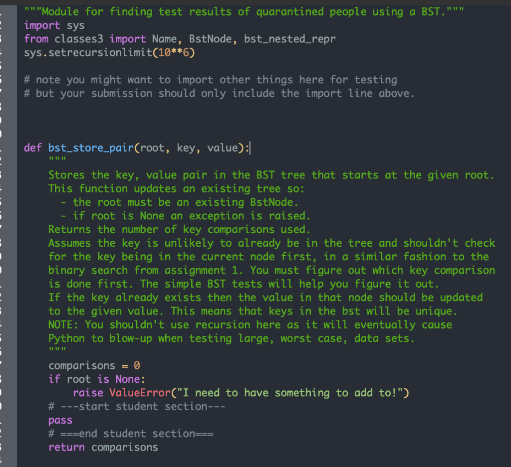 Hi, I need help completing the bst_store_pair | Chegg.com