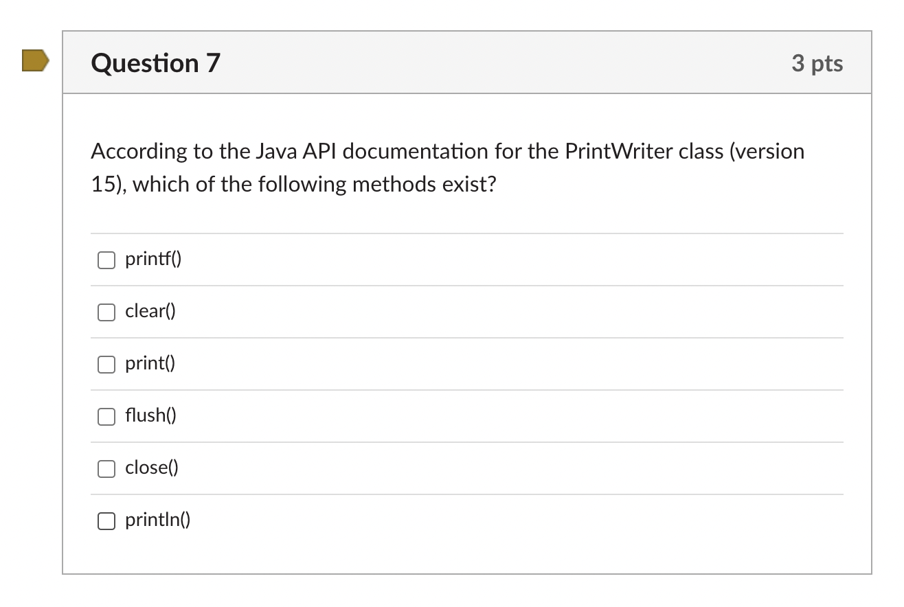 Solved Question 7, 3 pts: According to the Java API | Chegg.com