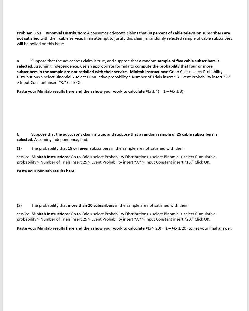 Solved Minitab Assignment Please Only Answer With Minitab