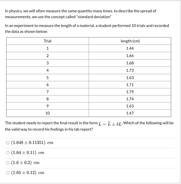 Solved In physics, we will often measure the same quantity | Chegg.com