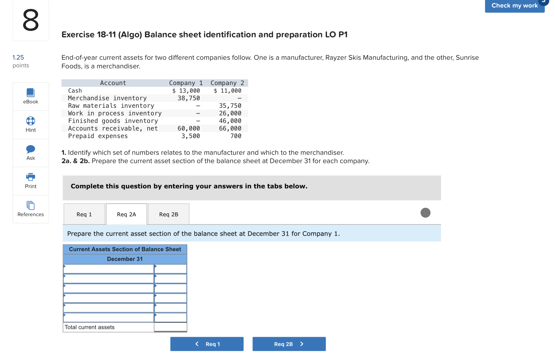 Solved Exercise 18-11 (Algo) Balance sheet identification | Chegg.com