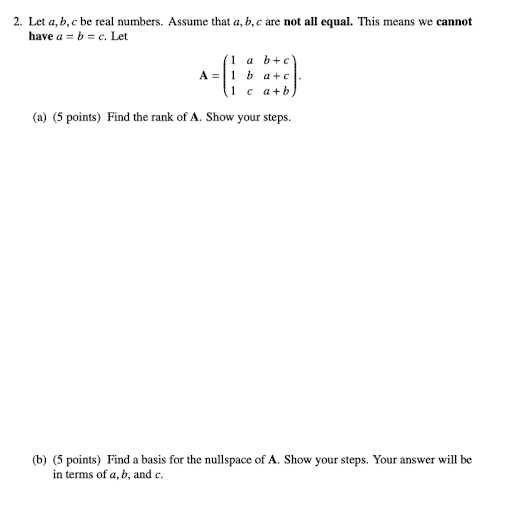 Solved Let a,b,c be real numbers. Assume that a,b,c are not | Chegg.com
