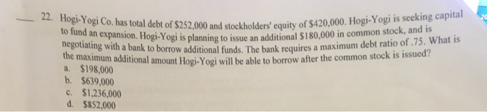 Solved stockholders' equity of $420,000. Hogi-Yogi is | Chegg.com