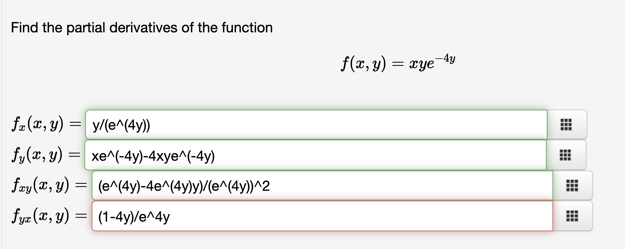 Solved Find the partial derivatives of the function f(x, y) | Chegg.com