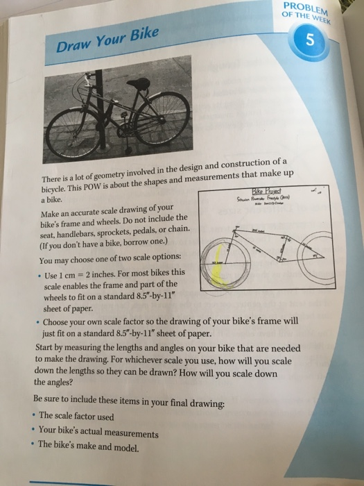 Solved PROBLEM OF THE WEEK Draw Your Bike There is a lot of | Chegg.com