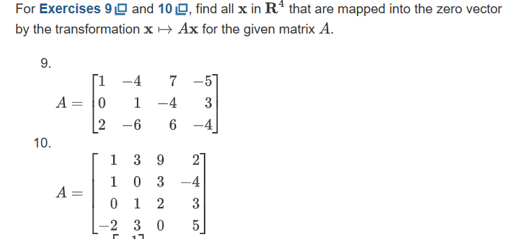 Solved For Exercises 9 and 10 , find all x in R4 that are | Chegg.com