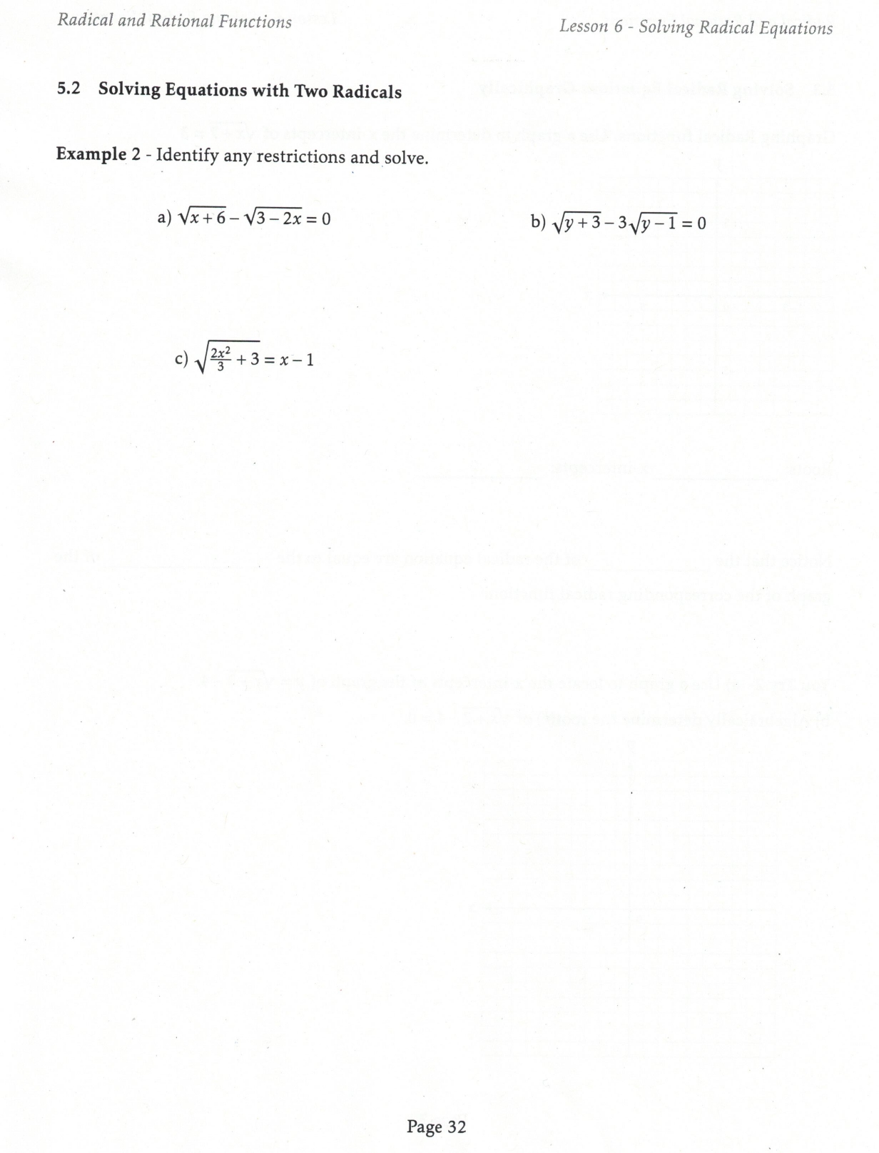 Solved 5.2 Solving Equations with Two Radicals Example 2 - | Chegg.com