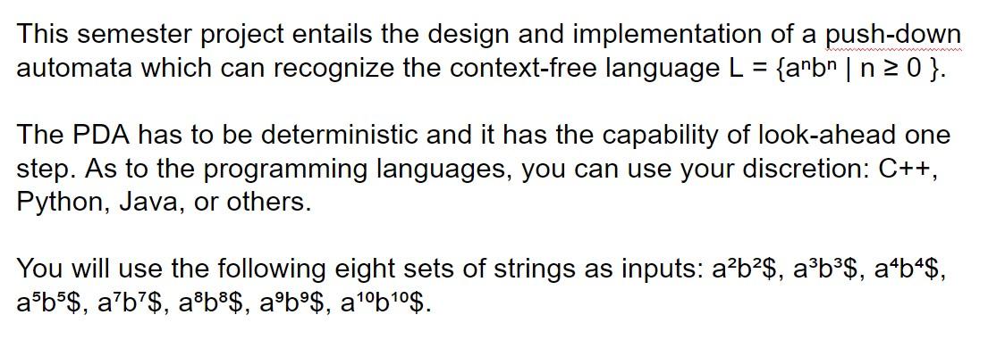 Solved This semester project entails the design and | Chegg.com