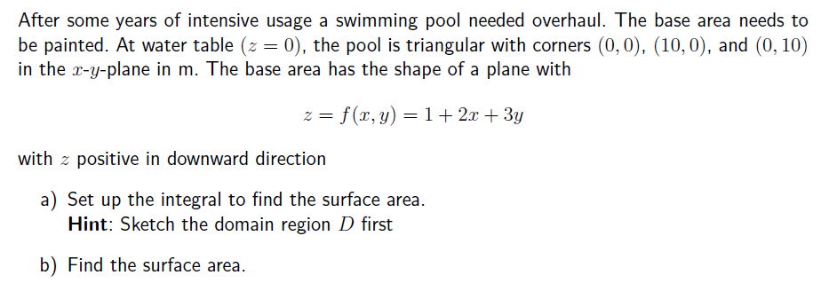 Solved After some years of intensive usage a swimming pool | Chegg.com