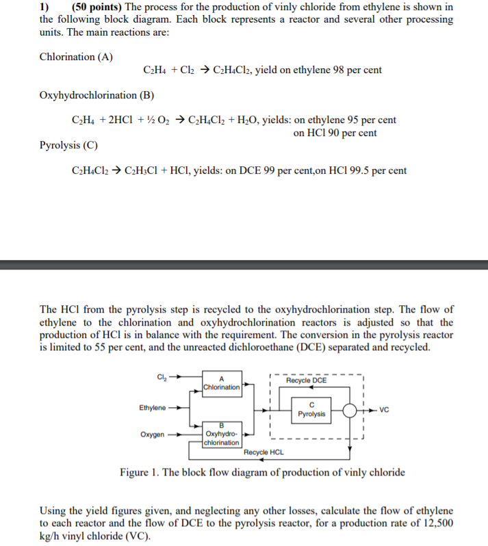 Solved 1) (50 points) The process for the production of | Chegg.com