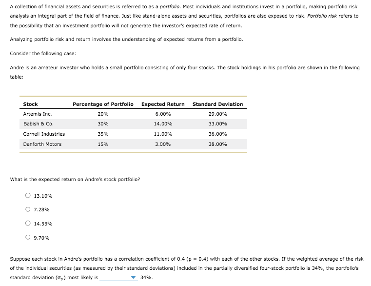 Solved A collection of financial assets and securities is | Chegg.com