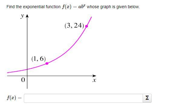 Solved Find the exponential function f(x)=abx whose graph is | Chegg.com