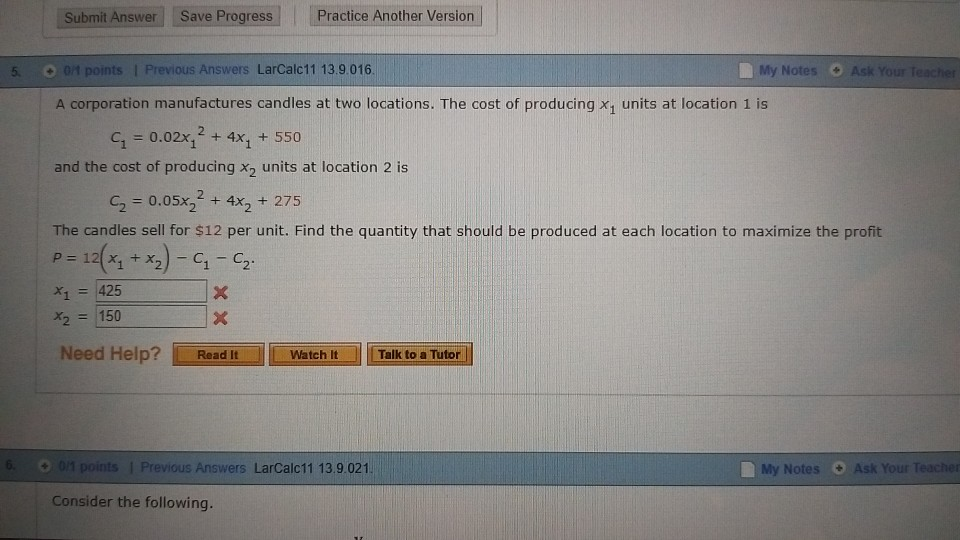 Solved Submit Answer Save Progress Practice Another Version | Chegg.com