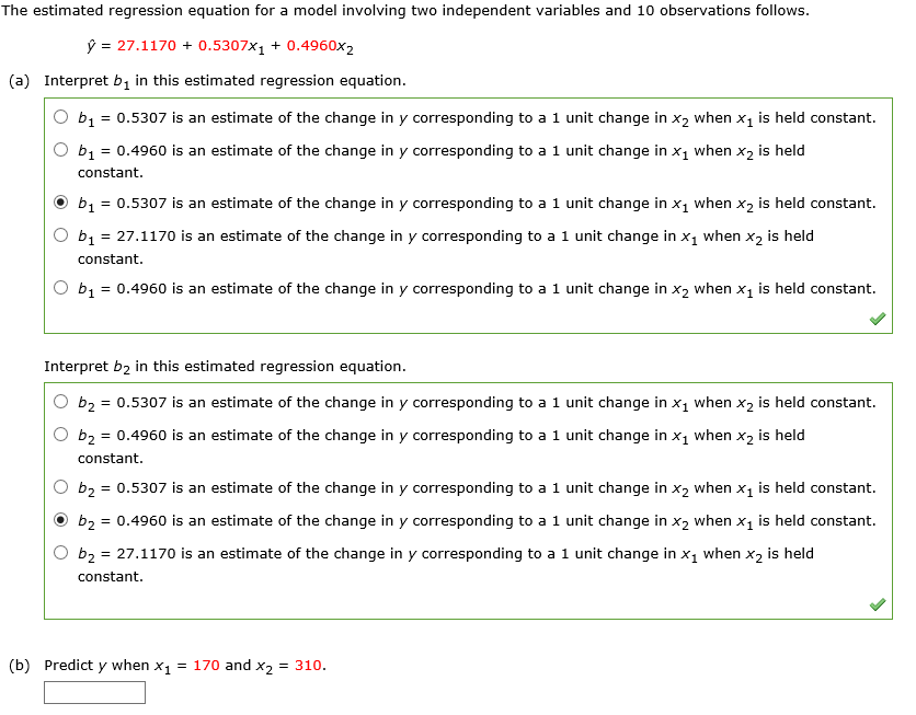 Solved The Estimated Regression Equation For A Model 