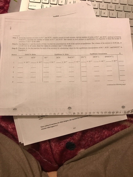 Experiment 21 Data: Determination of the Equilibrium | Chegg.com