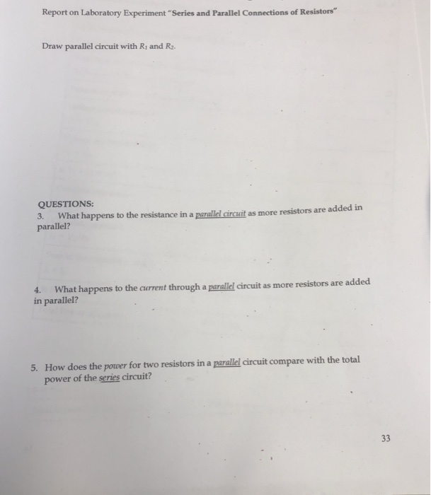 Solved Report on Laboratory Experiment "Series and Parallel | Chegg.com
