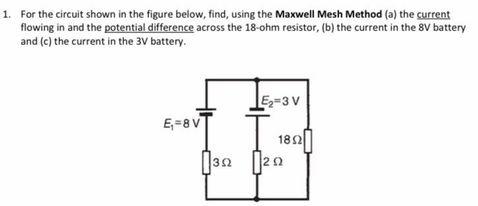 Solved 1. For the circuit shown in the figure below, find, | Chegg.com