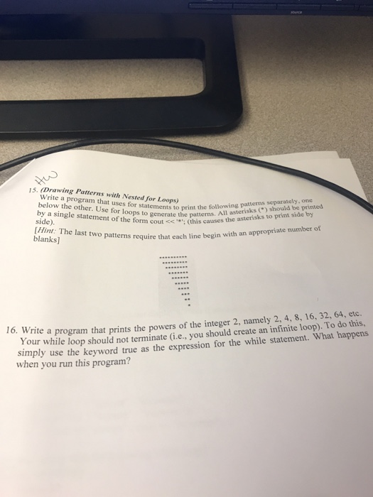 Solved 15.(Drawing Patterns with Nested for Loops) the | Chegg.com