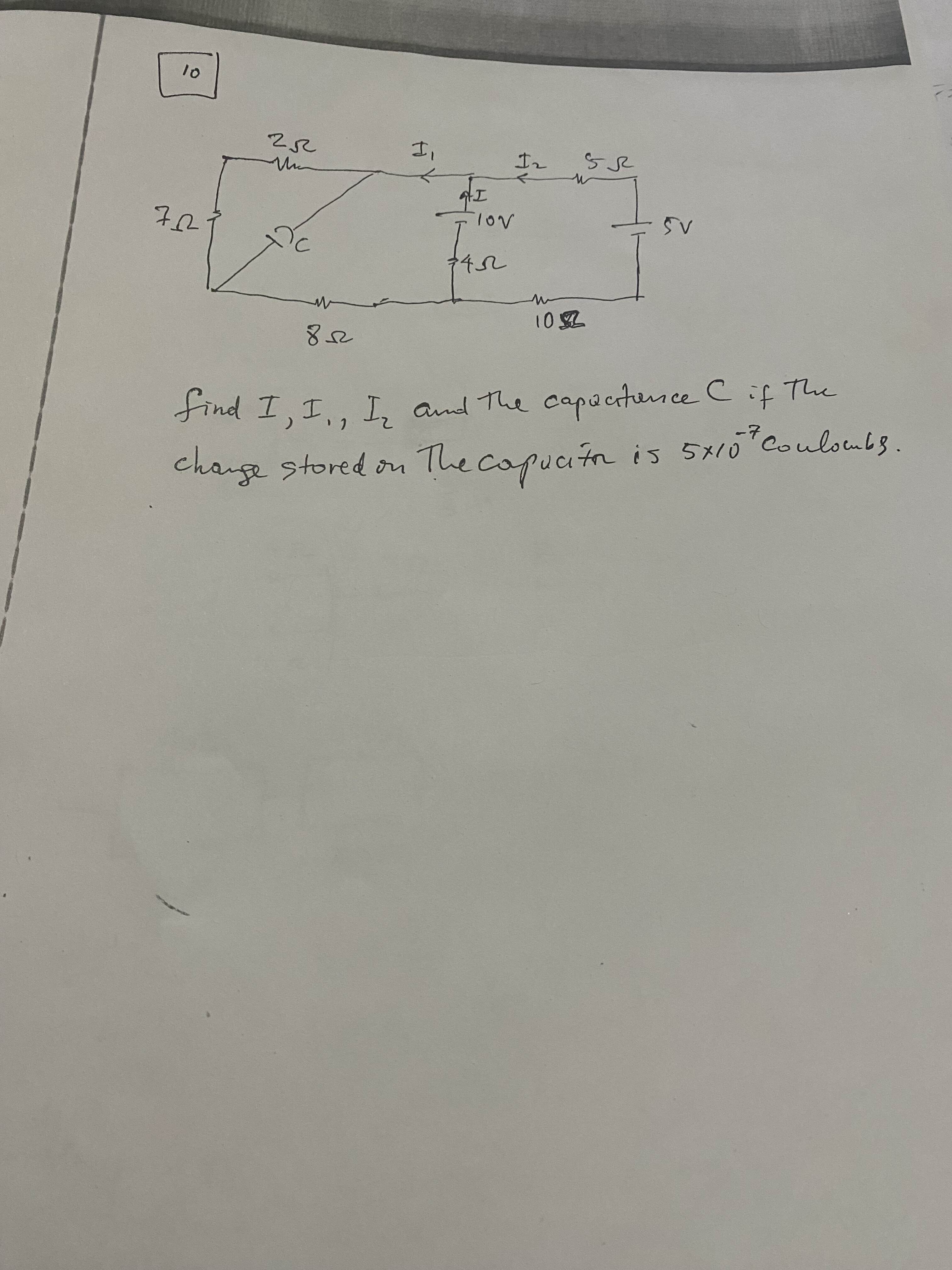 Solved 10find I, I1,I2 ﻿and the capacitance C ﻿if the change | Chegg.com