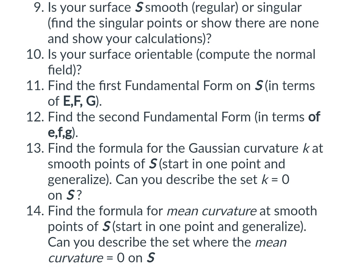 Solved 9. Is your surface S smooth (regular) or singular | Chegg.com