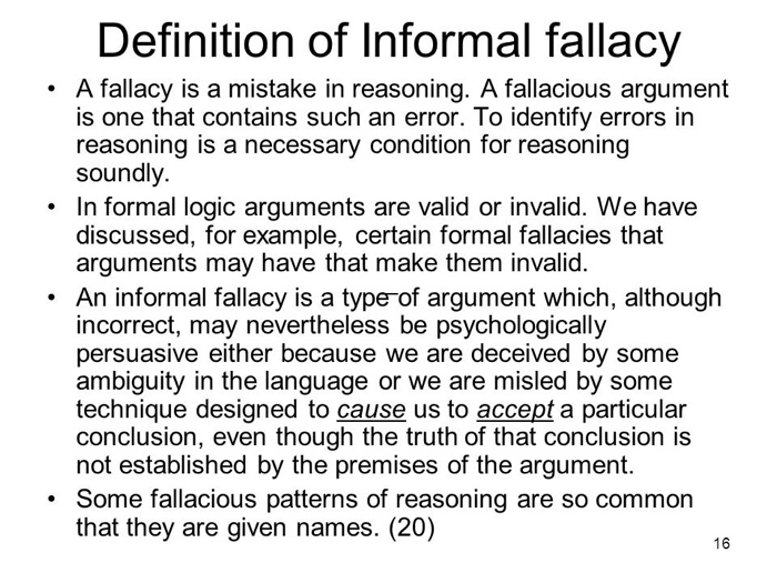 I need to know if the following informal fallacies | Chegg.com