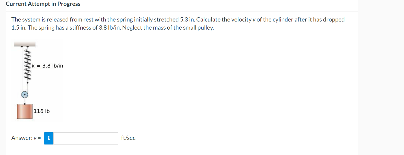 Solved The system is released from rest with the spring | Chegg.com