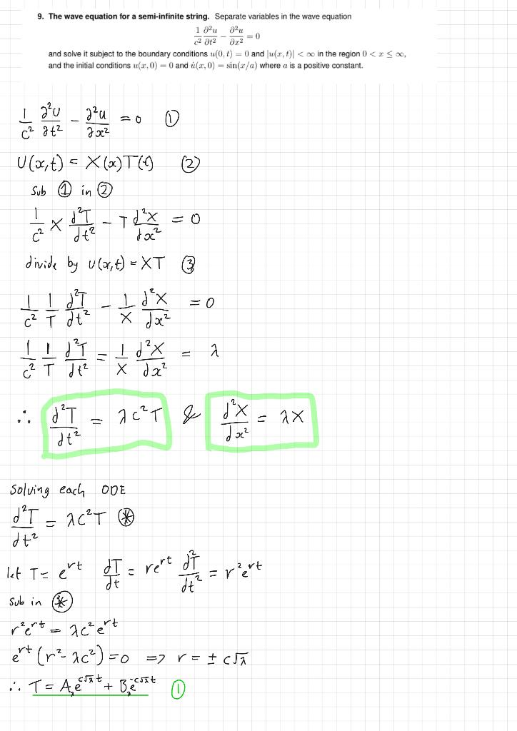 Solved 9. The wave equation for a semi-infinite string. | Chegg.com