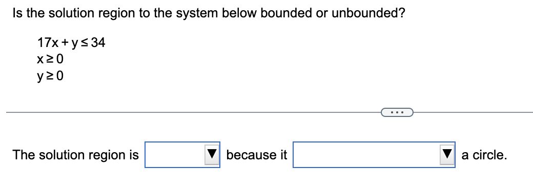 Solved Is the solution region to the system below bounded or | Chegg.com