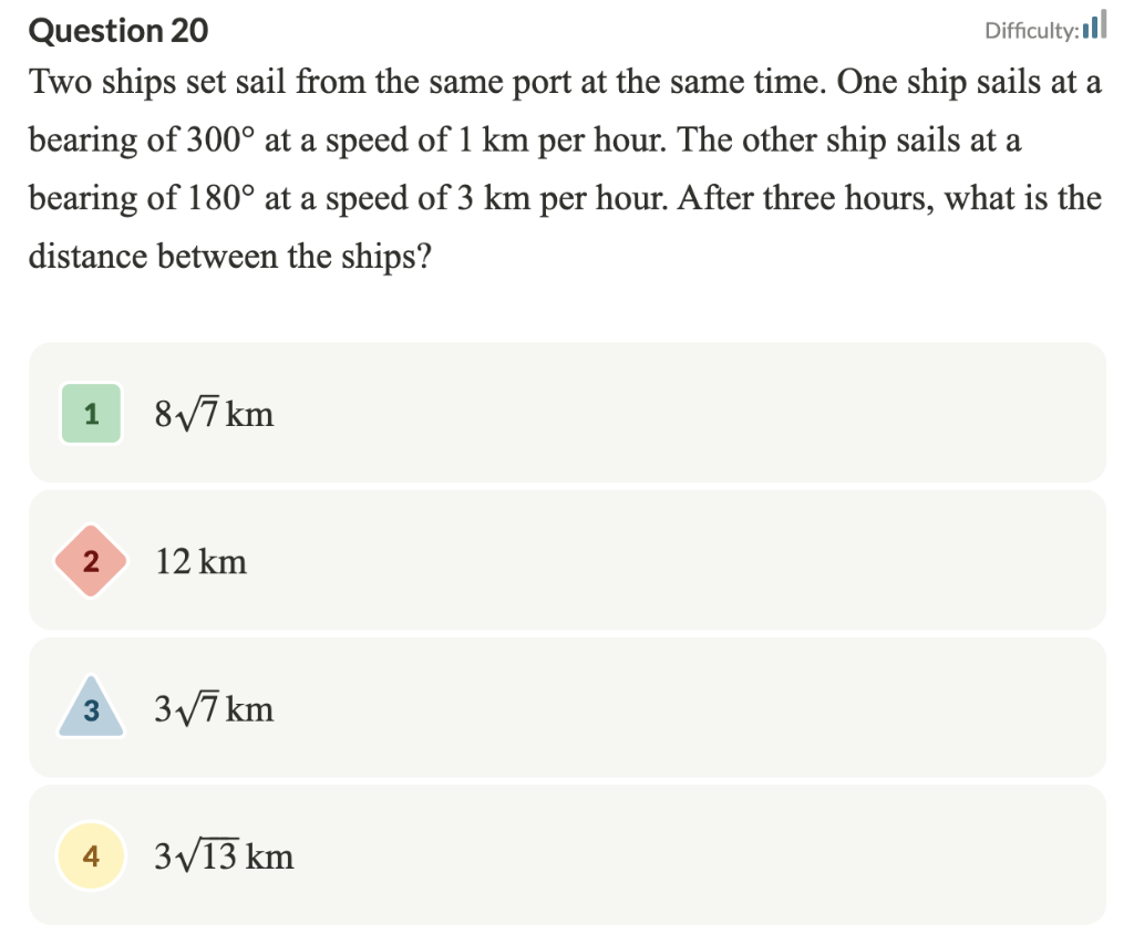 Solved Question 20 Difficulty: 111 Two ships set sail from | Chegg.com