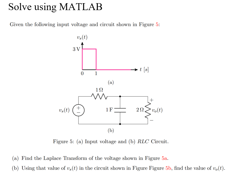 Solved Solve using MATLAB Given the following input voltage | Chegg.com