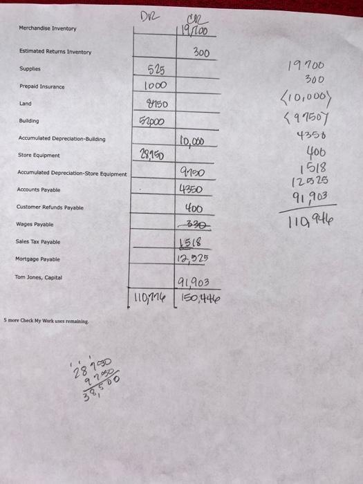DR Merchandise Inventory 1191100 Estimated Returns | Chegg.com
