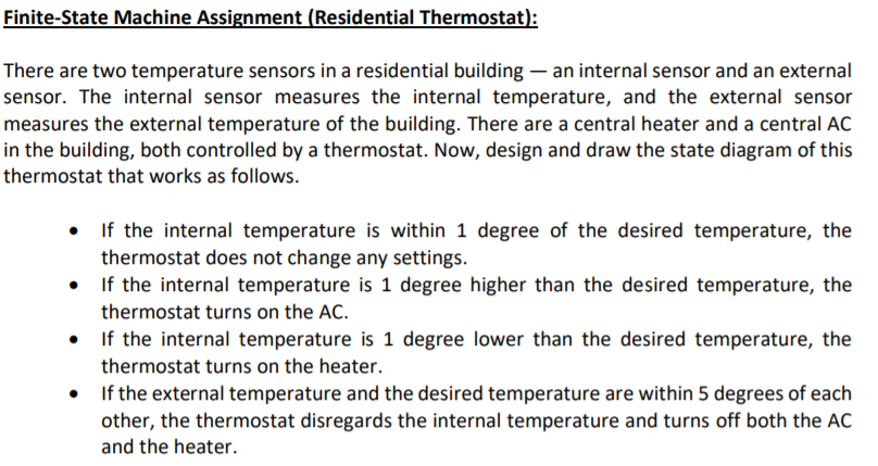 Solved Finite-State Machine Assignment (Residential | Chegg.com