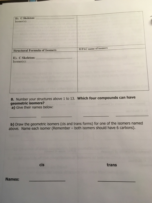 Solved 7. Write the condensed structural formulas and names | Chegg.com