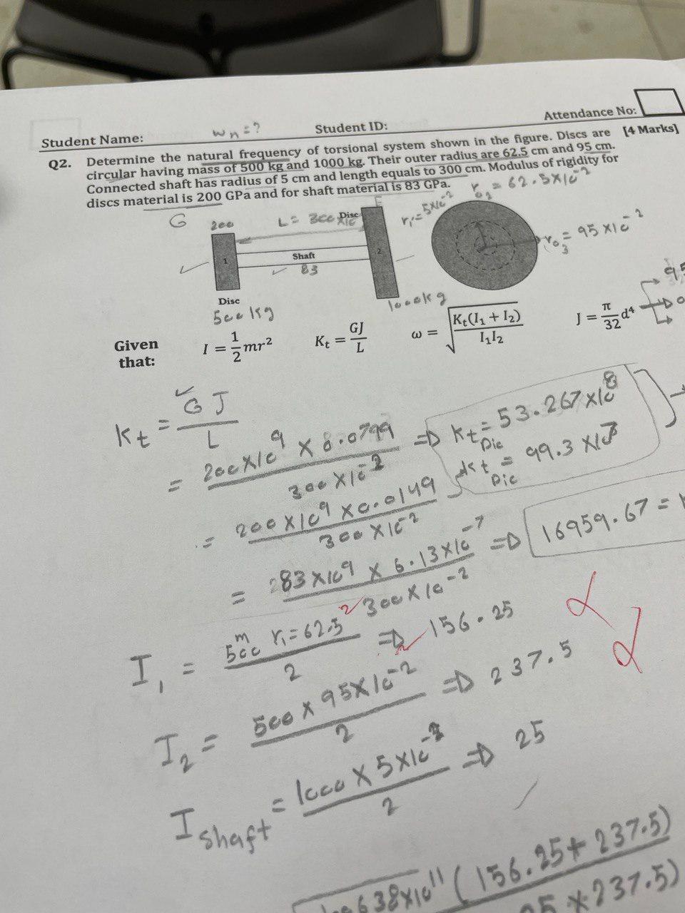 Solved Student Name: wn= ? Student ID: Q2. Determine the | Chegg.com