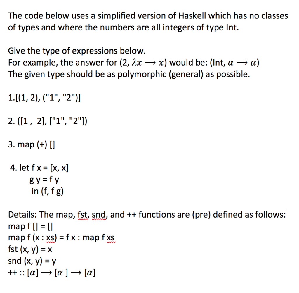 The code below uses a simplified version of Haskell | Chegg.com