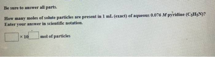 Solved Be sure to answer all parts. How many moles of solute | Chegg.com