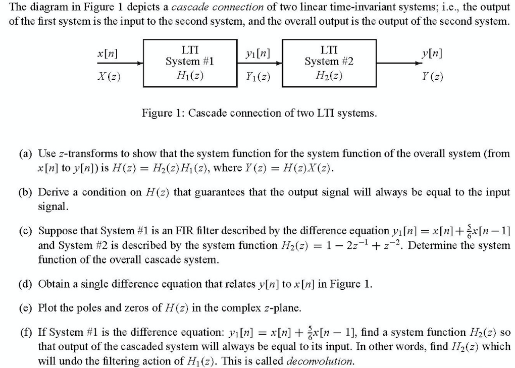 Solved The diagram in Figure 1 depicts a cascade connection | Chegg.com