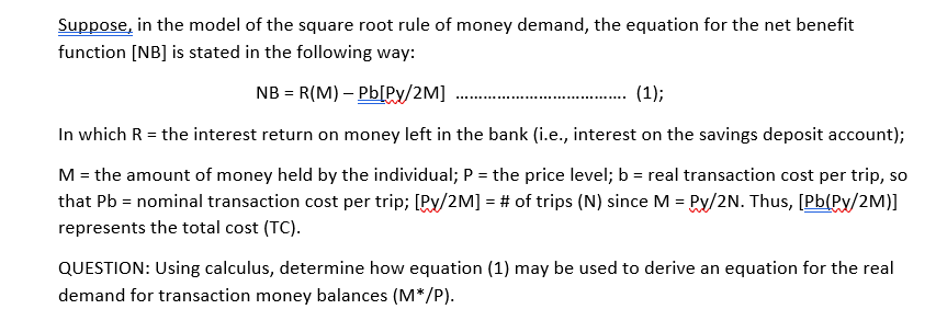 Solved Suppose, in the model of the square root rule of | Chegg.com
