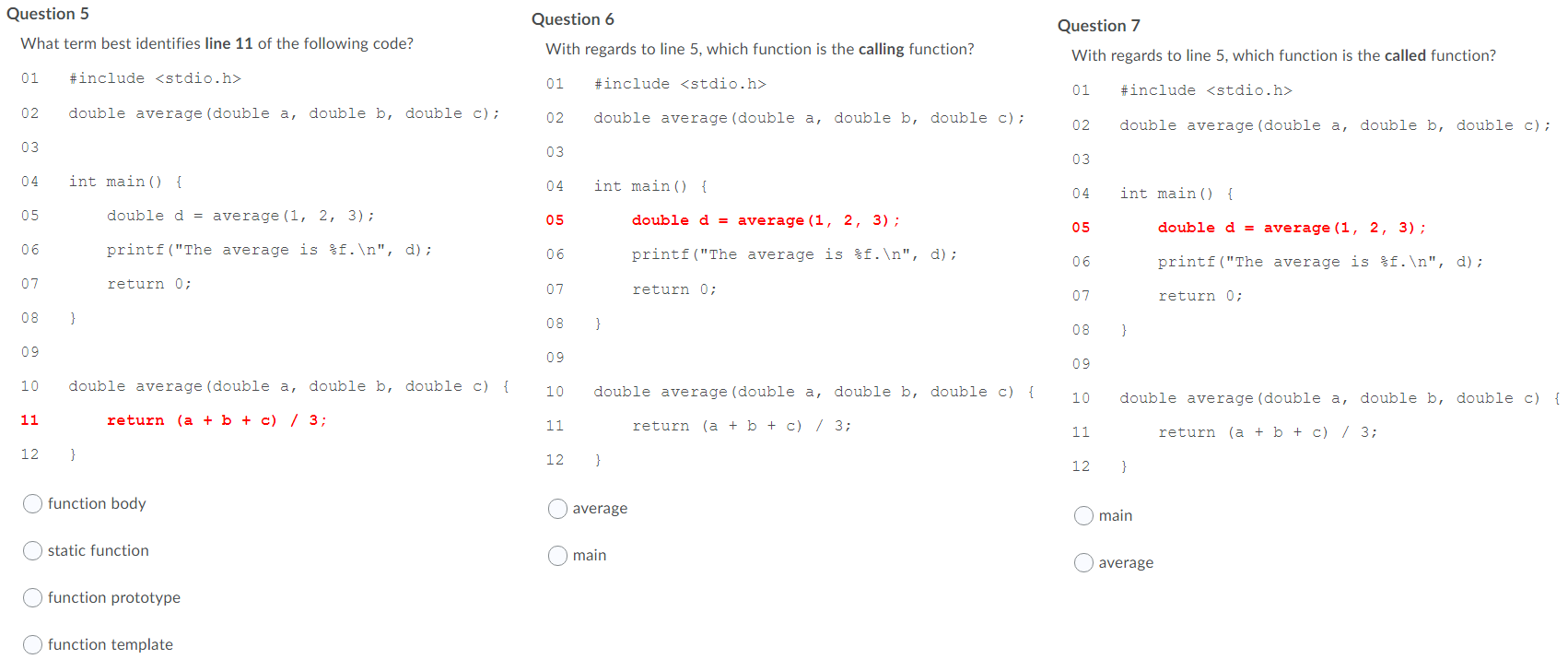 Solved Question 1 The items enclosed within the parentheses | Chegg.com