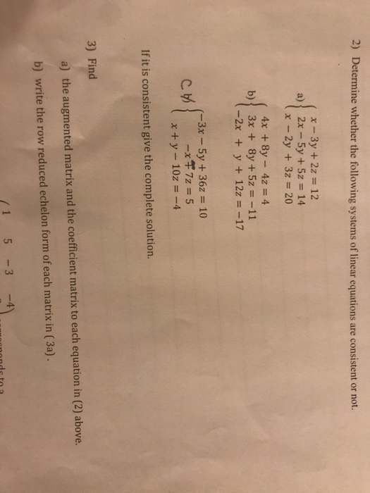 Solved Determine Whether The Following Systems Of Linear