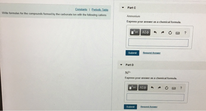 Solved Constants 1 Periodic Table Write formulas for the | Chegg.com